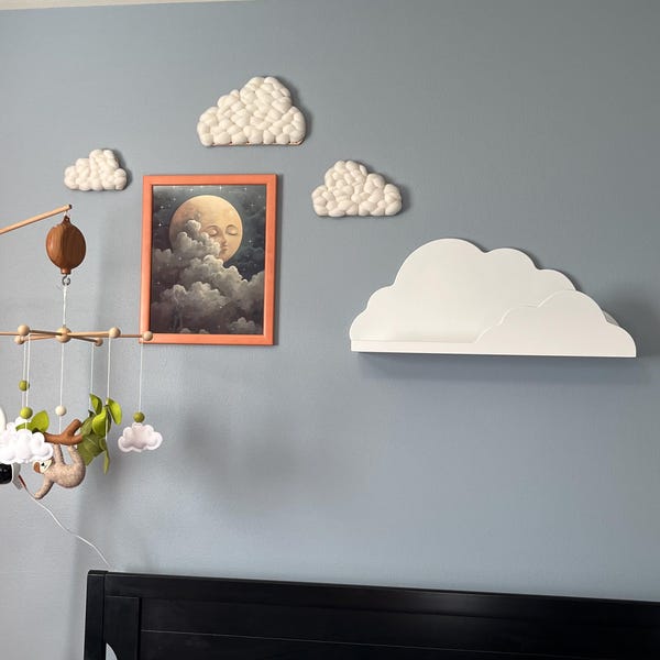 Hot Air Balloon & Clouds Woven Wall Hanging, Cloud Decor for Nursery ...