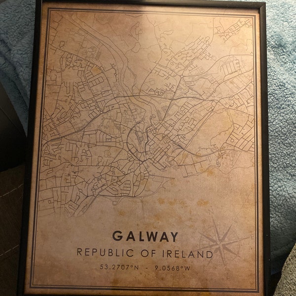 Galway Vintage Map Print | Galway Map | Ireland Map Art | Galway City ...