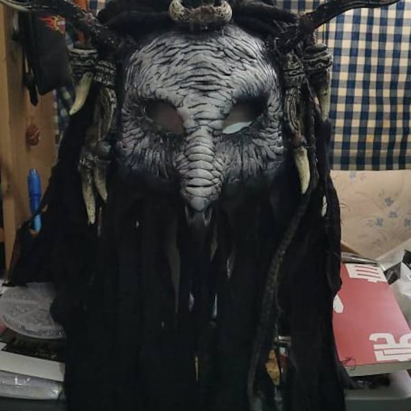 Shaman Druid Horn Headpiece | Bone Jewelry With Braids & Fangs | Witch ...