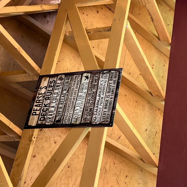 Deck Rules Sign | Personalized Metal Outdoor Decor for Porch, Patio ...
