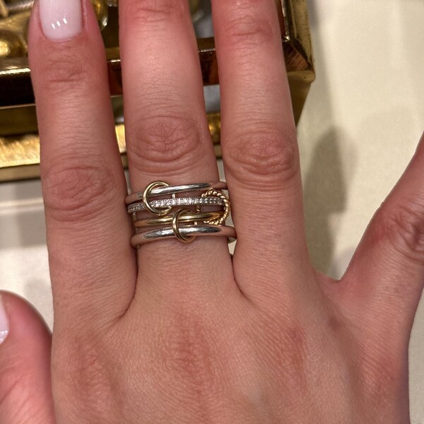 14KGF Gold Eternity Multi Link Connected Ring, Two Tone Connected Rings ...