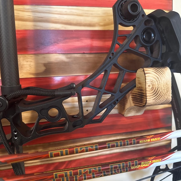 Rustic American Flag Gun Rack. Compound Bow Rack With Military Logo ...