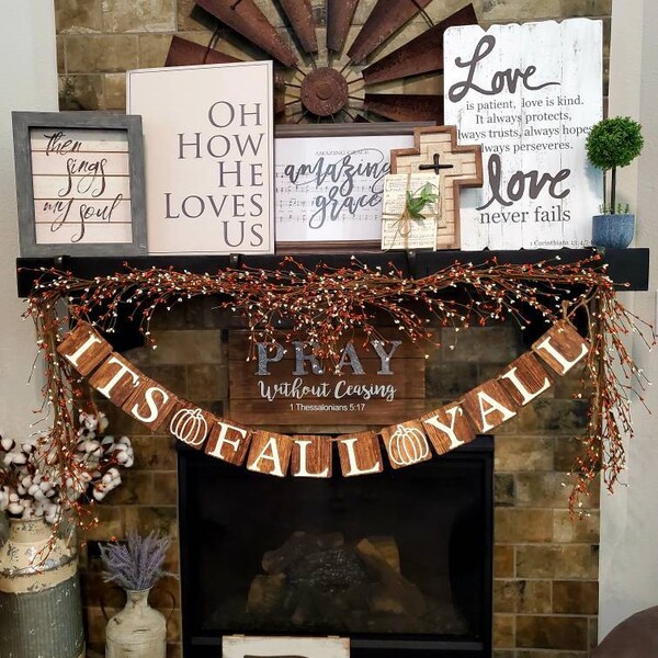 Happy Fall Banner, Rustic Happy Fall Sign, Fall Home Decor Ideas , Fall ...
