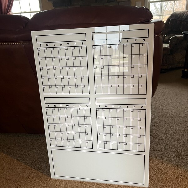 2 Month Magnetic Glass Calendar, Custom Family Wall Planner, Dry Erase ...
