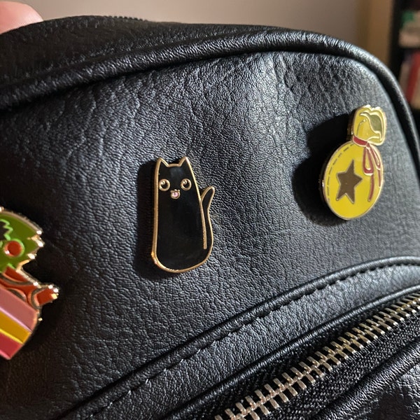 Derpy Black Cat Enamel Pin - Etsy