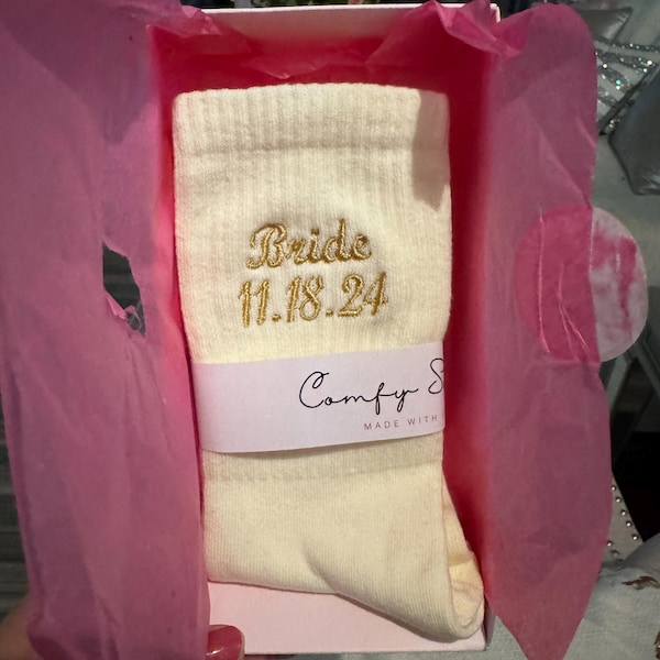 Custom Wedding Socks Silver Embroidered Custom Bride Socks Bridesmaid ...