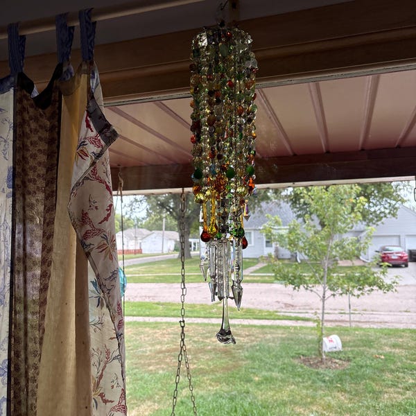 Topaz Purple Orange Crystal Wind Sun Chimes. Garden Art Patio Art ...