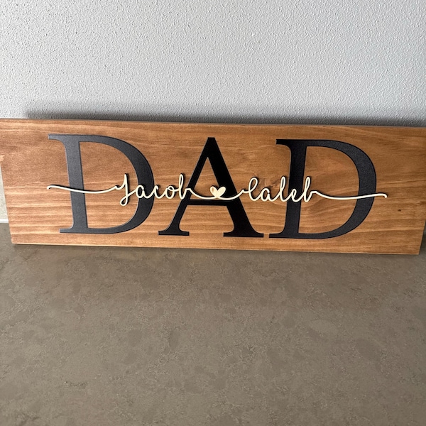 Personalized Dad Wood Sign | Custom Kids Names | Birthday Gift From ...
