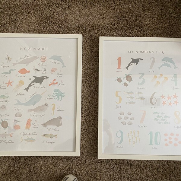 Animal Alphabet and Numbers Prints, Beach Nursery Decor, PRINTABLE Wall ...