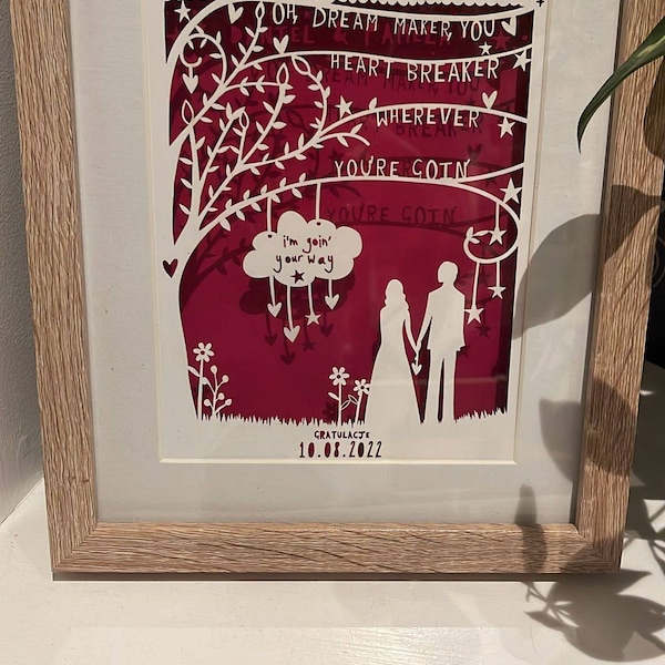 Personalised Song Lyric Paper Cut | Custom Anniversary Gift - Etsy