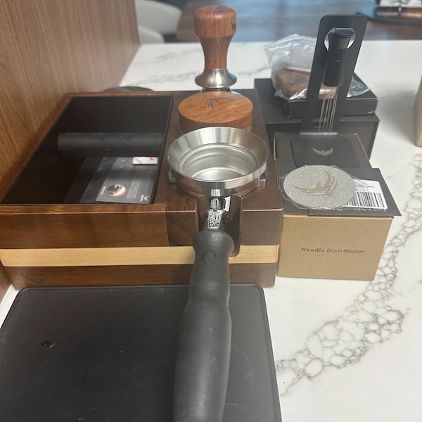 58mm Espresso Tamper Station Walnut / Portafilter Holder Espresso Bar ...