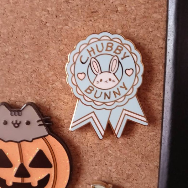 Chubby Bunny Award Ribbon | Hard Enamel Pin | 1.5" | Animal Badge ...