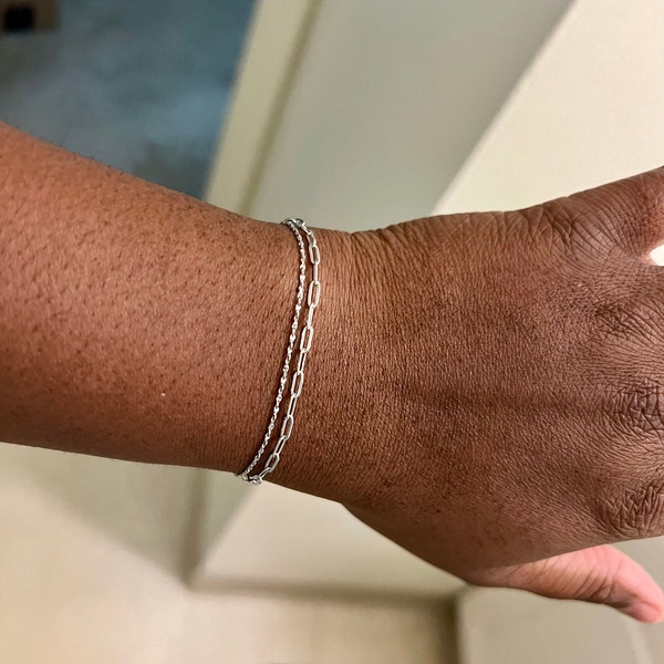 Two Delicate Bracelets Set, Dainty Bracelet Set, Two Minimalist ...