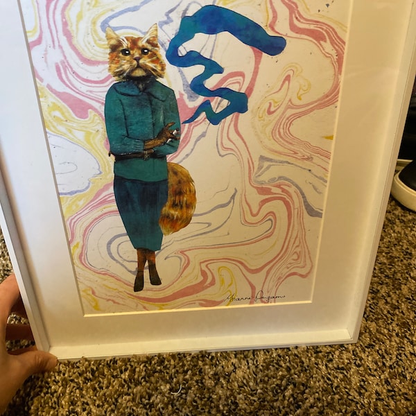 Cannabis Art Print, 8x10" Weird Cat Art, Maximalist Home Decor Poster ...