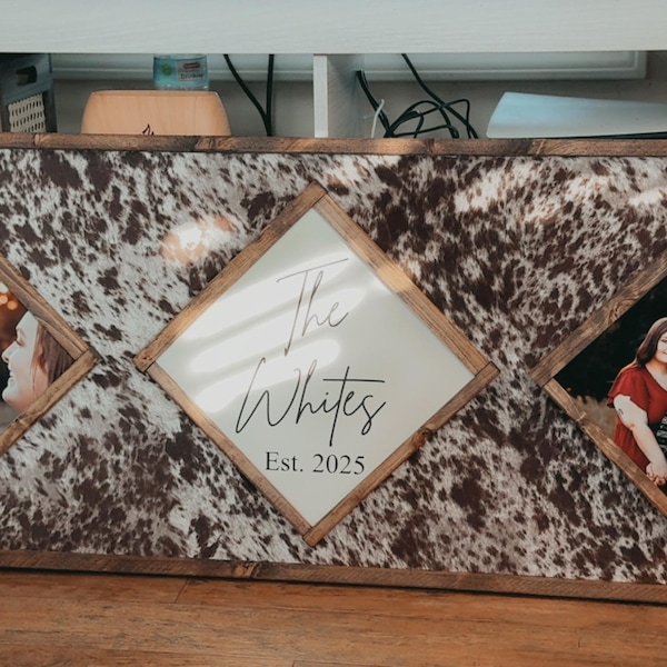 Cowhide Wooden Frame Sign - Cowhide Photo Sign - Cowhide Sign - Etsy
