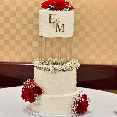 Wedding Initial Fancy Cake Charm Engagement Custom Personalized Acrylic ...
