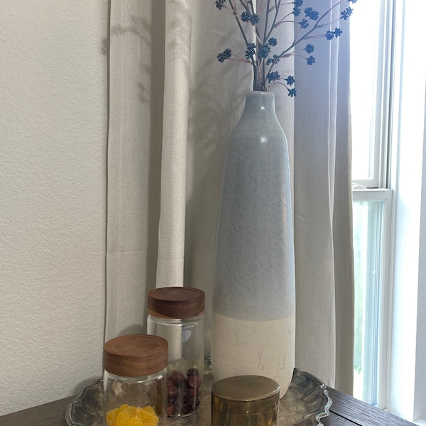 Wood Lid Twist Top Minimalistic Glass Kitchen Storage Glass Container ...