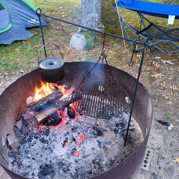 Campfire Grill - Cowboy Grill - Camping Cook Set Up- Hand Forged - (2 ...
