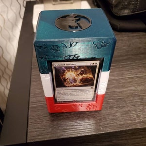 MTG Commander Sized Deck Box W Toploader Slot and Dice Compartment Tray ...