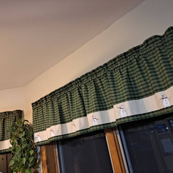 Green and Tan Homespun Ticking Valances Tiers Runners Homespun Country ...