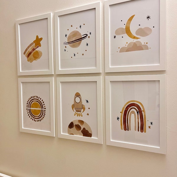 Neutral Nursery Print Set, Space Prints,gender Neutral Baby Art ...