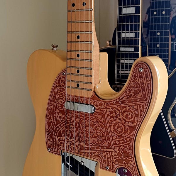 Custom Telecaster Pickguard: Laser Engraved Cherry Wood Flourish - Etsy