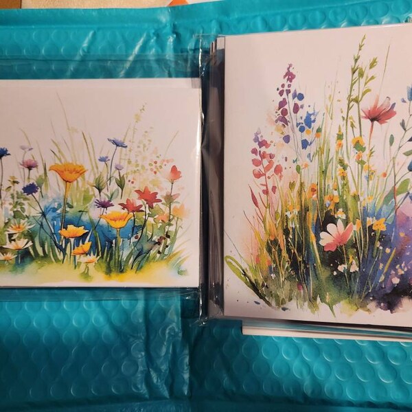 Note Card Flower Set, Wild Flower Cards, Note Card Pack, Assorted Cards ...