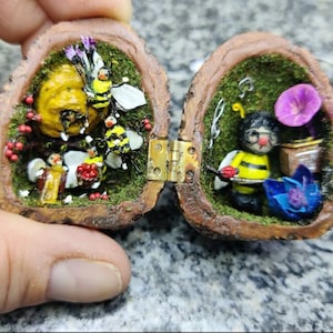 Miniature Nativity Scene in a Nutshell, Walnut Art, Tiny Nativity ...