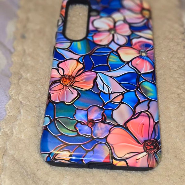 Floral Lotus Stained Glass Phone Case iPhone 16 15 14 13 12 11 Pro Max ...