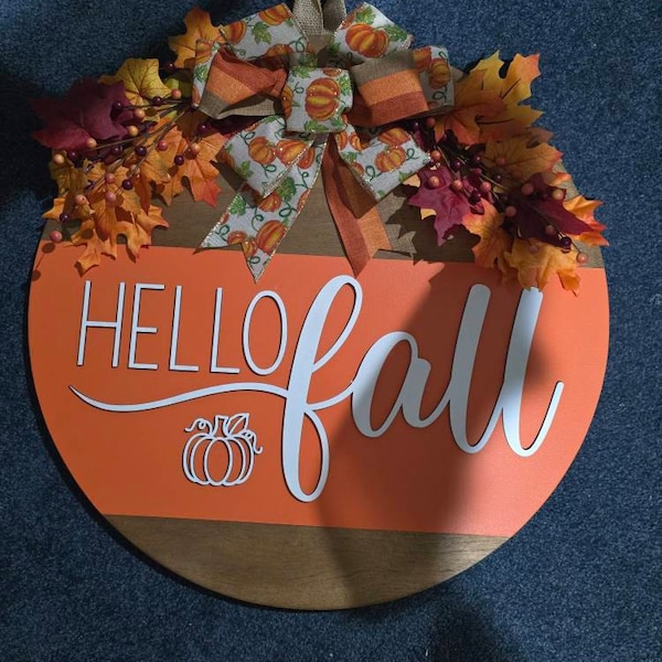 HELLO FALL Door Hanger Hello Fall Front Porch Sign Door Hanger for Fall ...