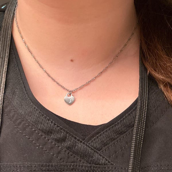 Custom Heart Initial Necklace, Dainty Heart Letter Necklace ...