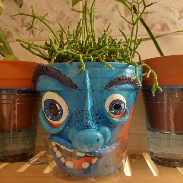 Cyclops Bottle Sculpture Clay Art Piece, Ocean Decor Monster Art ...