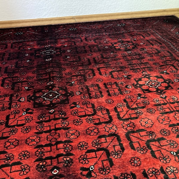 Oriental Medallion Red Area Rug Rustic Mid Century Modern Small Large ...