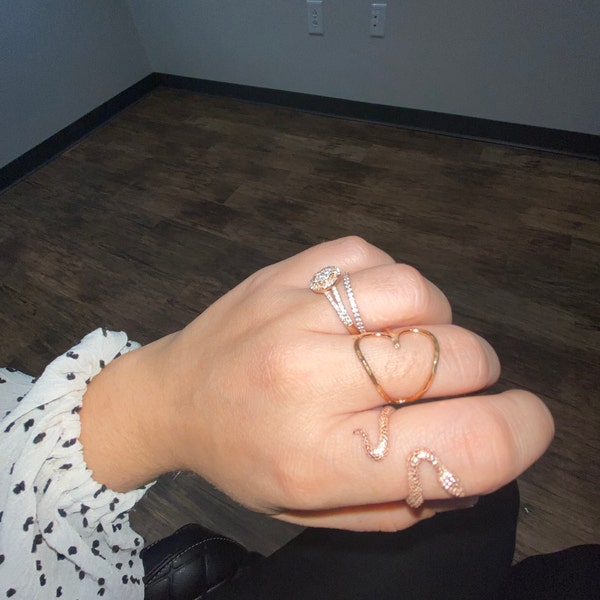 Gold Sideways Heart Statement Ring, Open Heart Love Ring, Minimalist ...