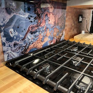 Stove Backsplash Glass Panel, Kitchen Wall Decor, Stove Top Back Cover ...