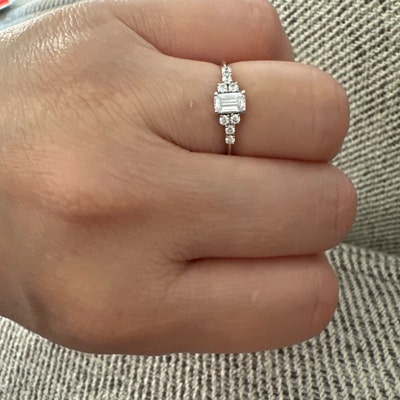 Dainty Diamond Engagement Ring Wedding Ring Couple Rings Delicate Ring ...