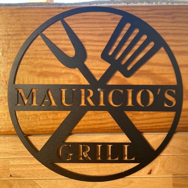 Personalized Metal BBQ Sign, BBQ Grill Sign, Outdoor Kitchen Metal ...