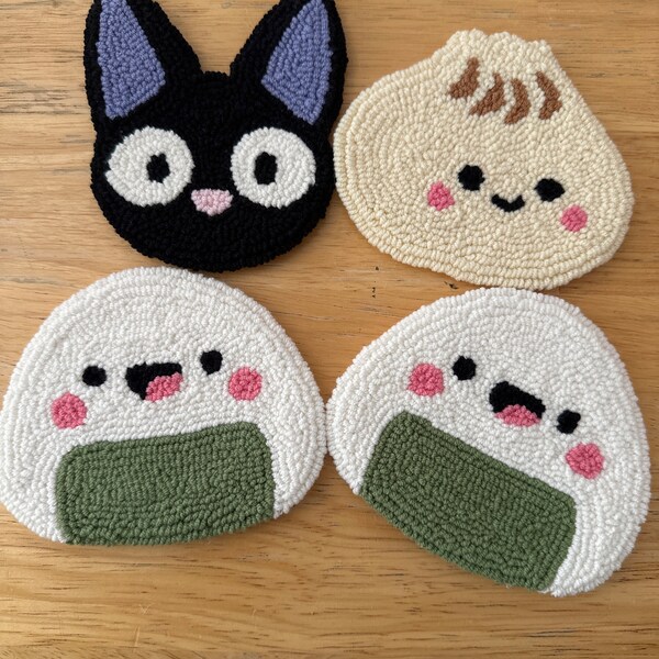 Punch Needle Coasters, Cute Mug Rug, Hand Tufted Mug Rug, Drink Coaster ...