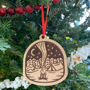 Camping Ornament Outdoors Adventure & Campfire Christmas Ornament, Tent ...