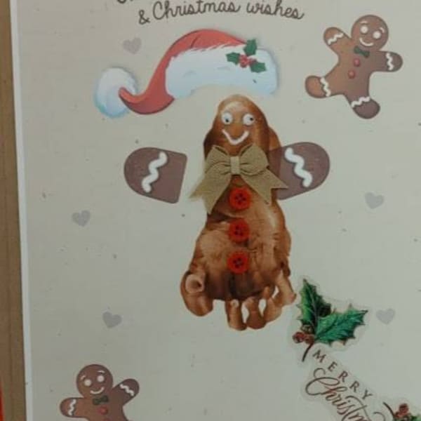 Gingerbread Man Kisses Christmas Wishes Footprint Handprint Art Craft ...