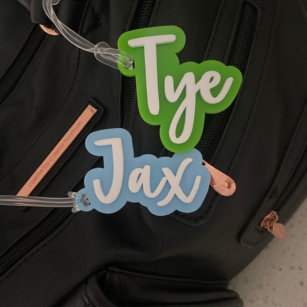 Acrylic Kids Bag Tag| Colourful Bag Tag | Personalised Bag Tag for Kids ...