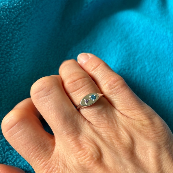 Birthstone Signet Ring by Caitlyn Minimalist • Bold Statement Gemstone Ring • Personalized ...