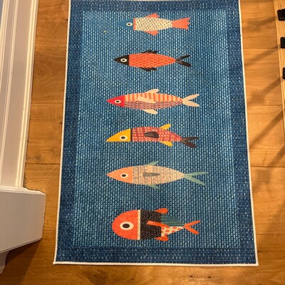 Non Slip Washable Fish Blue Kitchen Rug Runner Carpet Mat - Etsy