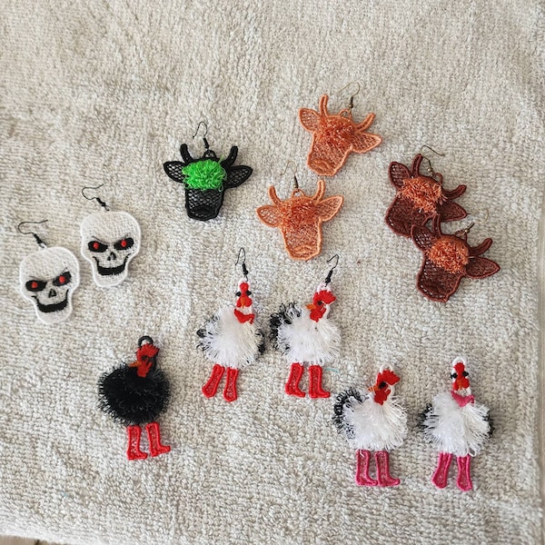 Fringe Chicken Chick Cute Fluffy Earrings Charm Necklace Pendant FSL ...