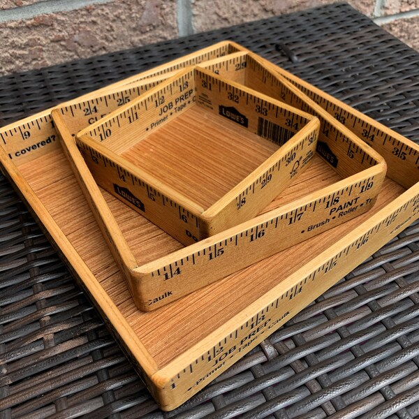 Yardstick Ruler Boxes..set 5...handmade Ruler Boxes...yardstick Trays ...