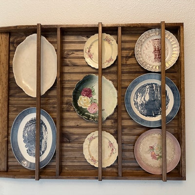 Plate Rack Wall Shelf Country Wood Display Plate and Bowl Rack - Etsy