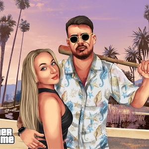 Personalized GTA Portrait Customized GTA Drawing Handmade - Etsy