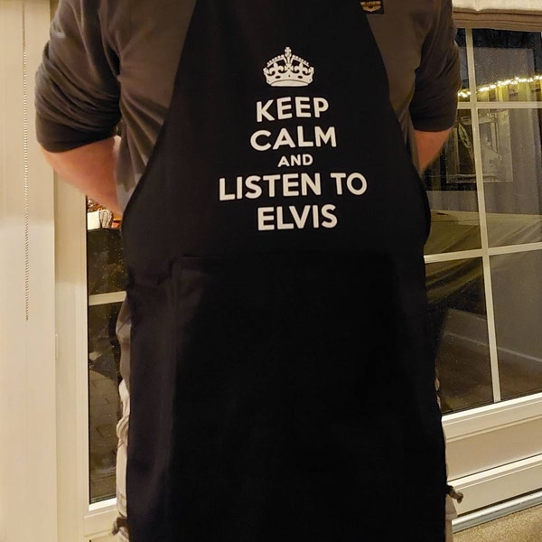 Print4u Keep Calm and Listen to Elvis BBQ Cooking Funny Novelty Apron ...