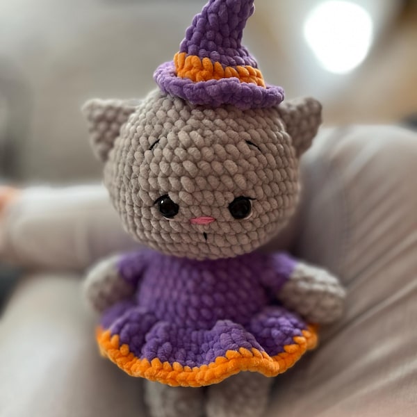 DIY Crochet Kitten Witch PATTERN PDF - Easy Amigurumi Kitten Witch ...
