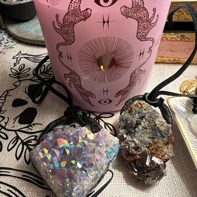 SIGIL Medicine Bag With Amethyst Crystal and Butterscotch Rabbit Fur - Etsy